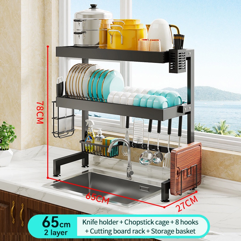 Kitchen Sink Rack Stainless Steel Dish Storage Rack Multifunction Sinki ...