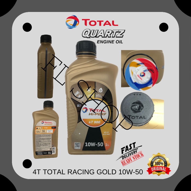 MINYAK ENGINE TOTAL 4T 10W-50 HI-PERF 900 FULLY SYNTHETIC ORIGINAL ...