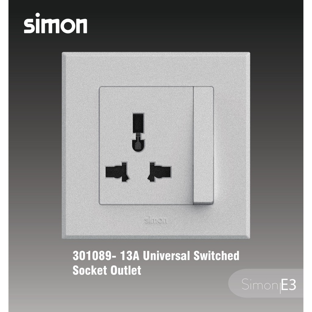 SIMON E3 Series Switch / Switches & Socket Outlet White & Silver Color ...