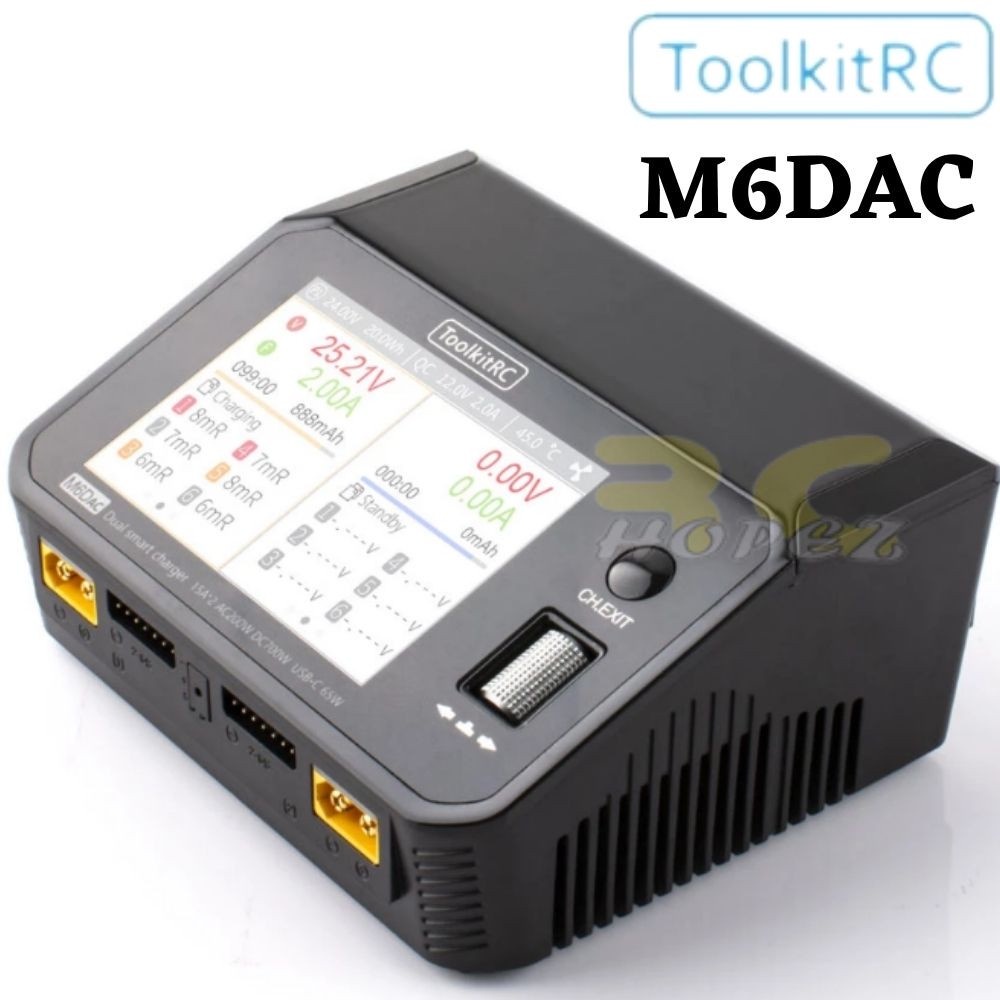 ToolkitRC M6DAC AC 200W DC 350WX2 15A Dual Channel Charger for Lipo LiHV LiFe Lion NiMh Battery ...