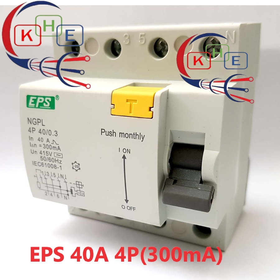 EPS 40A 4 POLE 30mA , 100mA AND 300mA ELCB / RCCB (SIRIM Approve) | Shopee Malaysia