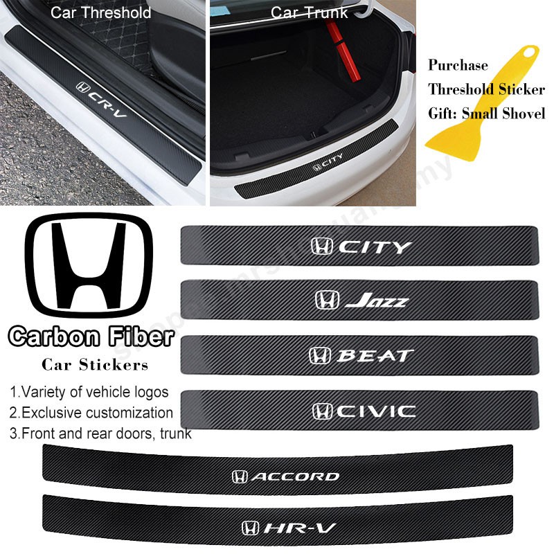 [4Pcs/set] Honda Car Door Sill Sticker Leather For For Honda City Jazz ...