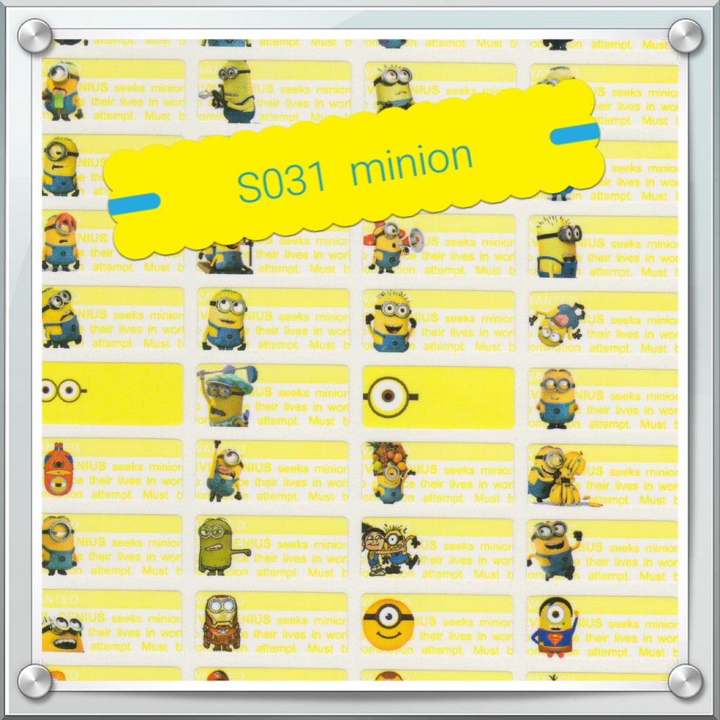 Cartoon Waterproof Name Sticker Minion Conan Doraemon Bleach Yugi ...