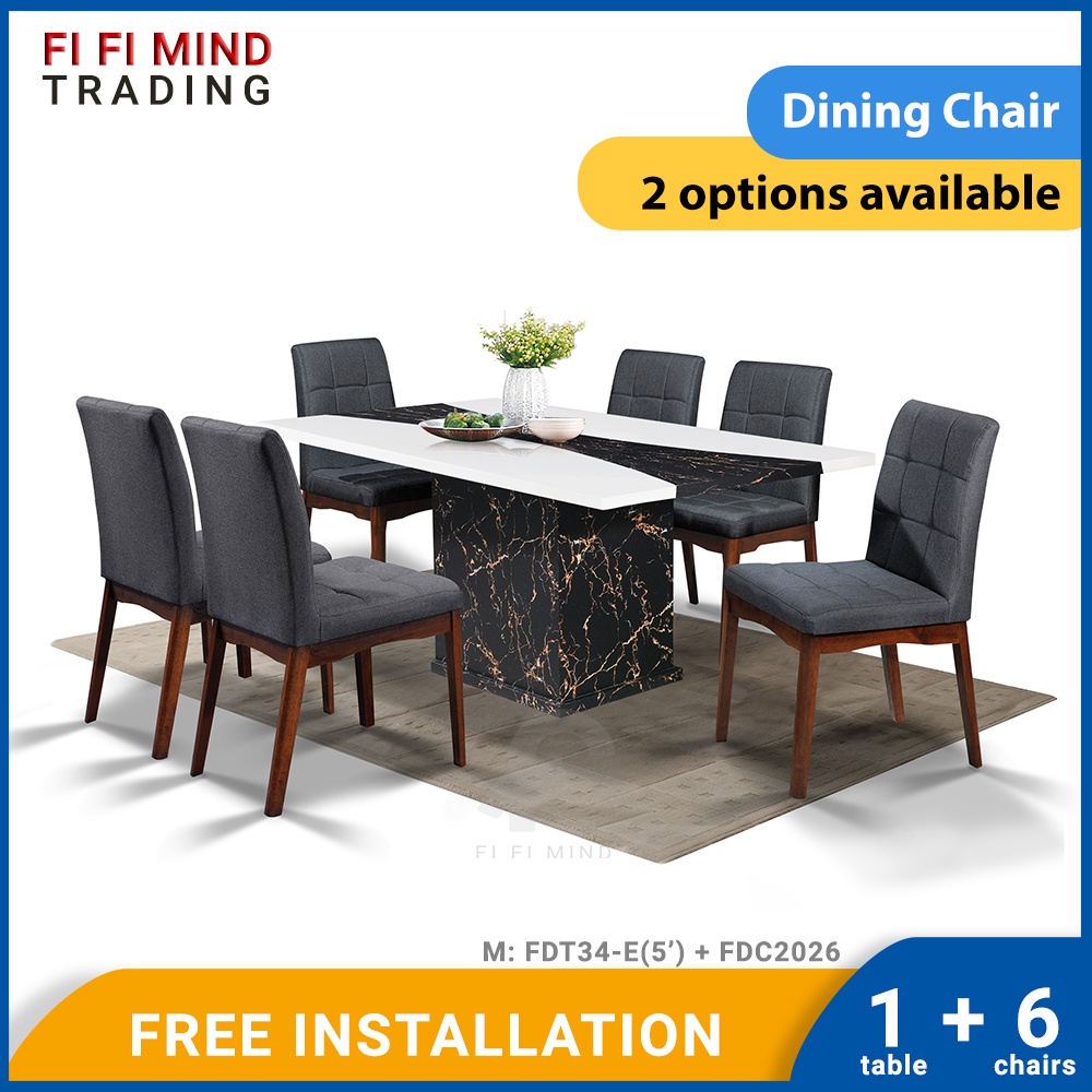 Fushie Marble Dining Set/ Marble Dining Table/ Meja Makan 6 Kerusi ...