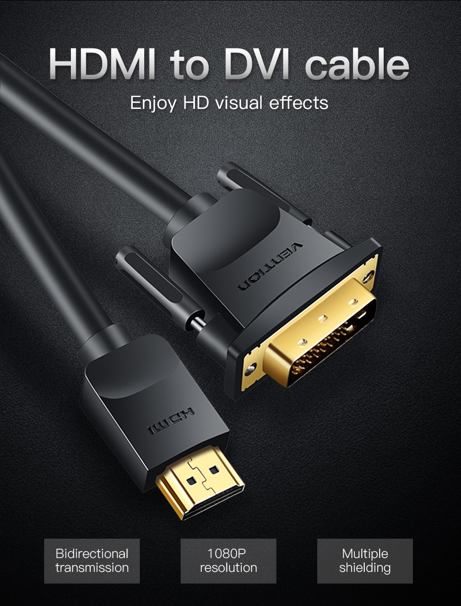 【hot Sale】vention Hdmi To Dvi Cable Bi Directional Dvi D 24 1 Male To