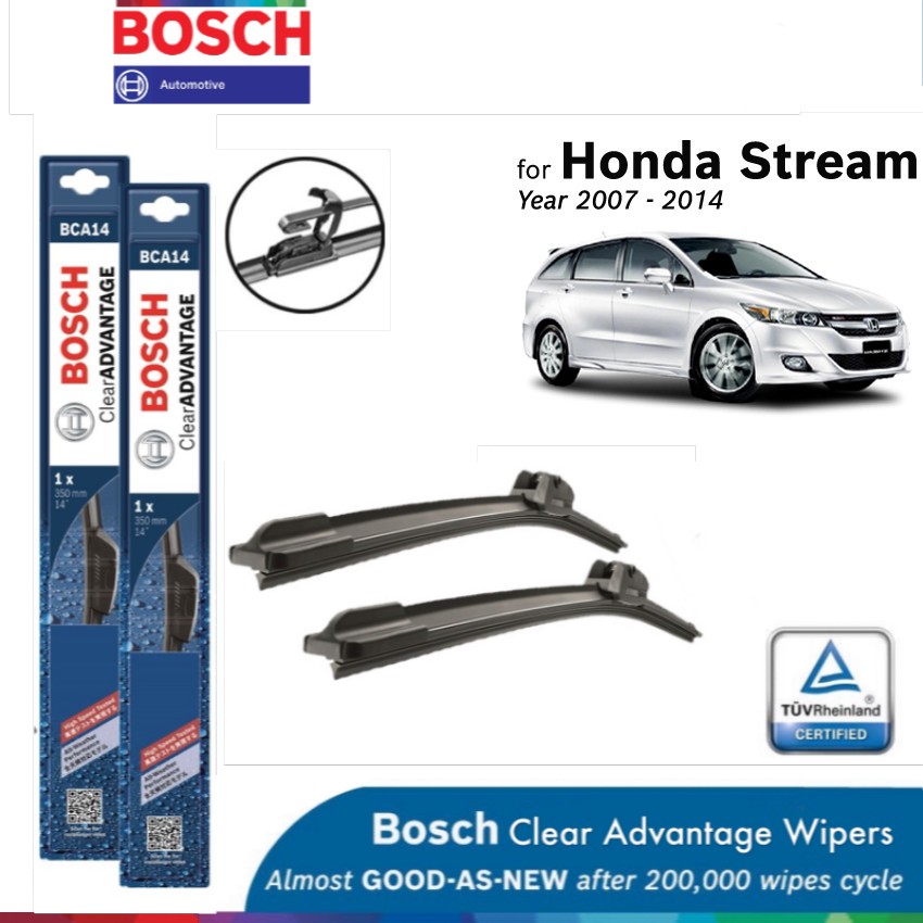 Bosch Clear Advantage U Hook Wiper Set for Honda Stream 2nd Gen RN6 (26 ...