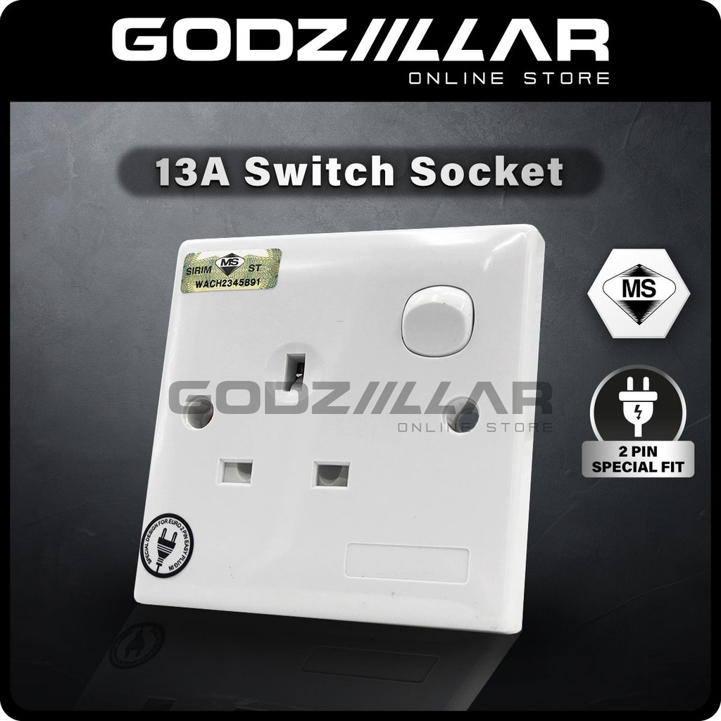 (Sirim) 13A Single Switch Socket Electric Socket Switch Lampu Socket ...