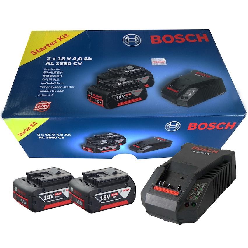 BOSCH 18V Starter Kit ( 2 x 18v 4,0Ah Battery + 1 x GAL1880CV Charger ...