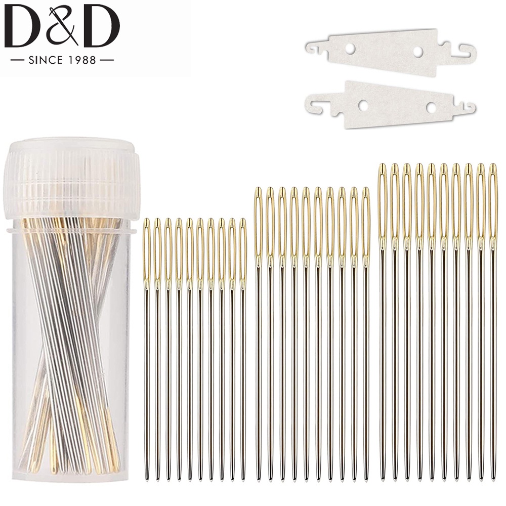 30 Pcs Hand Stitching Needles with 2pcs Metal Threader Large Eye Sewing ...