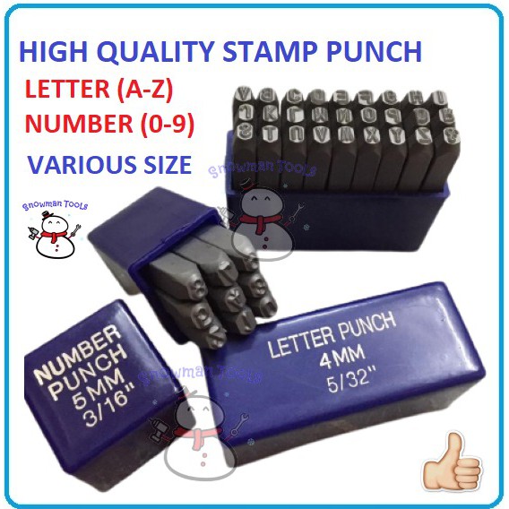 PRC ALPHABET A-Z 0-9 ( 4 - 12.5MM ) LETTER NUMBER NOMBOR PUNCH PUNCHES ...