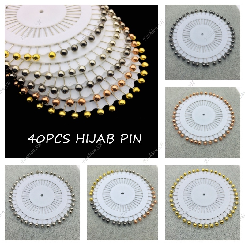 40pc/set Hijab pin golded pearl Tudung Hijab Pin Jarum Peniti short pin ...