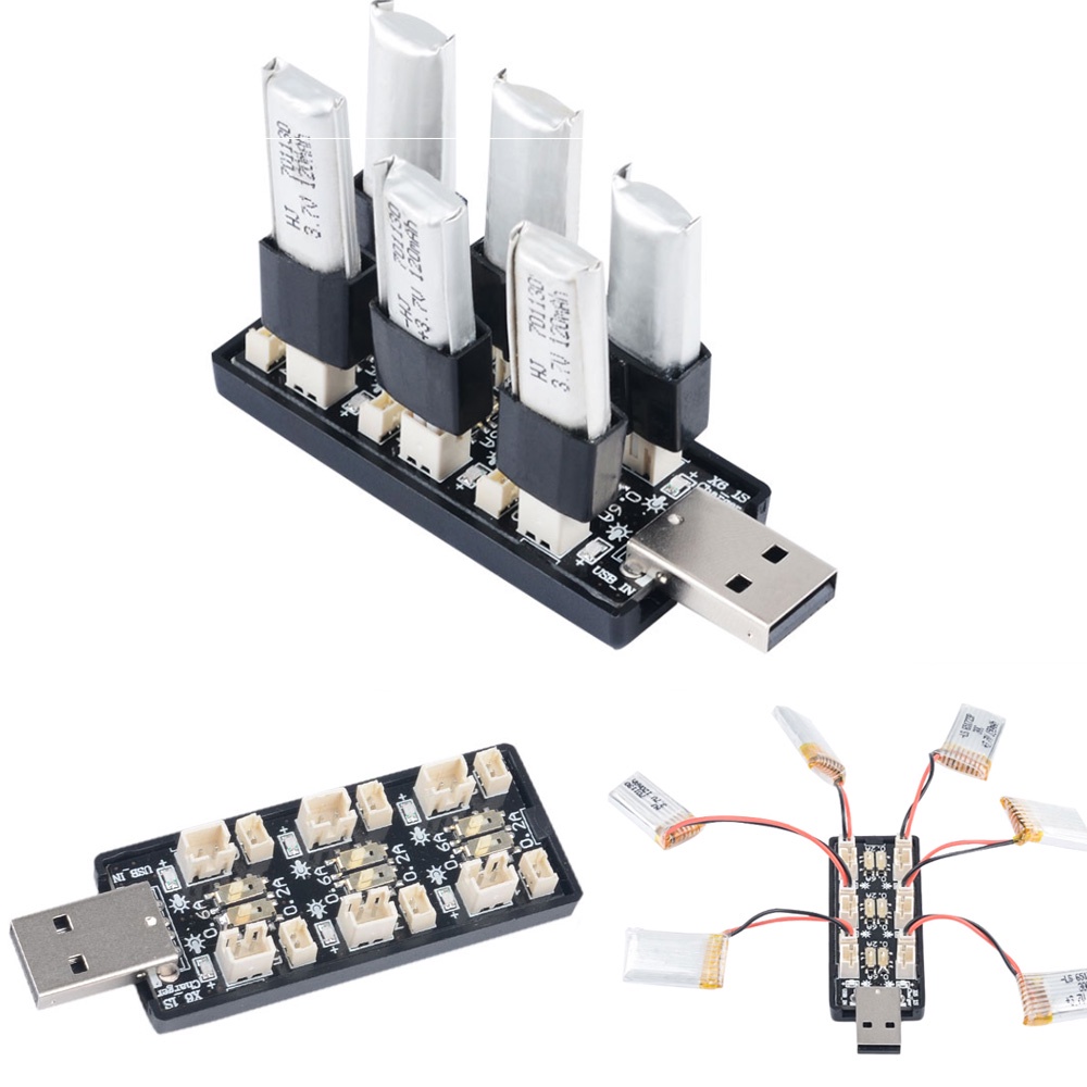 6CH USB to 3.7V~3.8V 1S LiHv Lipo Battery Charging Adapter Board 5V 2A ...
