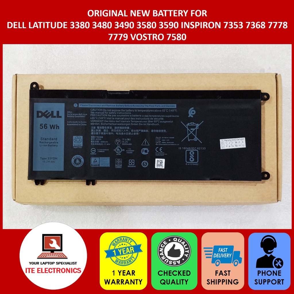 ORIGINAL NEW 33YDH DELL LATITUDE 3380 3480 3490 3580 3590 INSPIRON 7353 ...