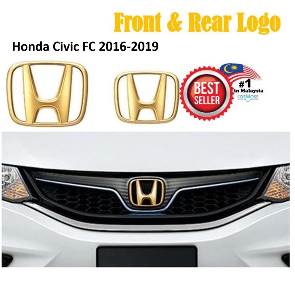 (2 PCS) Honda Civic FC 2016 - 2019 Gold Type-R Front & Rear Logo (Badge ...