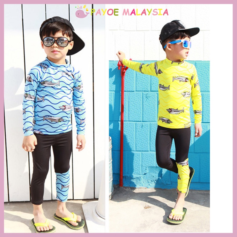 Payoe Kids Swimwear Boys Sunscreen Long-sleeved Trousers Cartoon ...