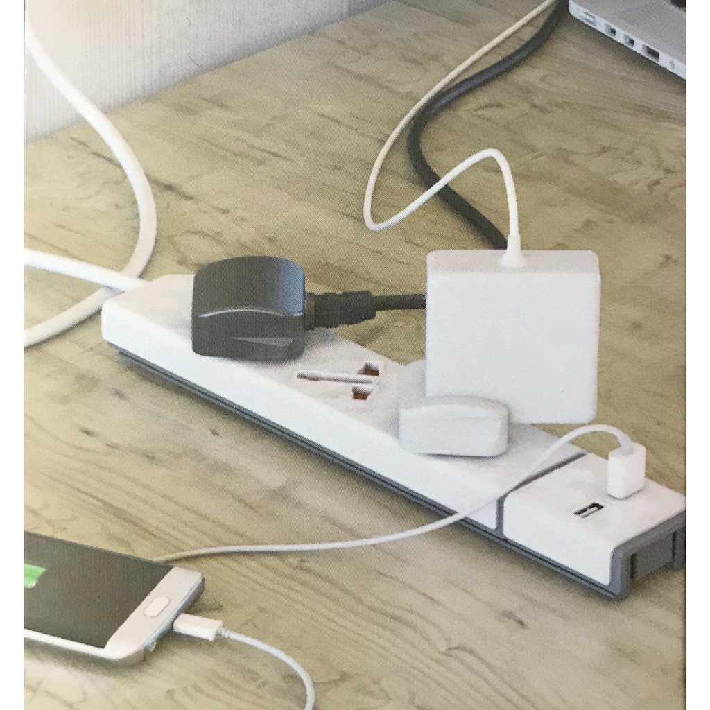 Allocacoc ALC Universal Socket Plus 2 USB Port Set Extension Multi Plug ...