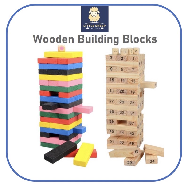 Stacking Tower Building Block | Wooden Building Number Block | Shopee ...