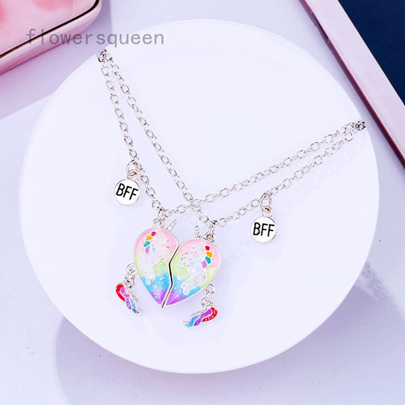 flowersqueen 2pcs New Cute Colorful Unicorn Shape Pendant Chain Best ...