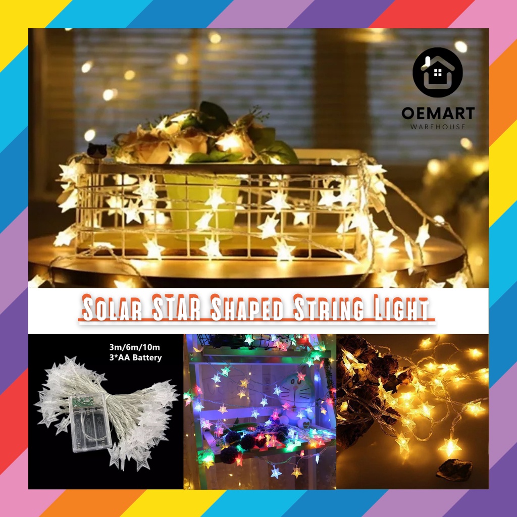 🏭 READY STOCK 🏭 10M 80 LED STAR Shaped Jualan Murah String Lampu Raya ...