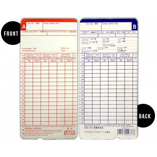 TIME RECORDER PUNCH CARD / monthly punch card / kad punch masa / 100pcs ...