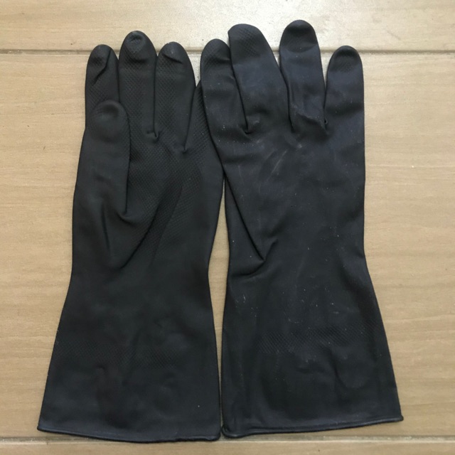 1PAIR Medium Duty Black Rubber Glove/ Sarung Tangan Getah Hitam/ Black ...