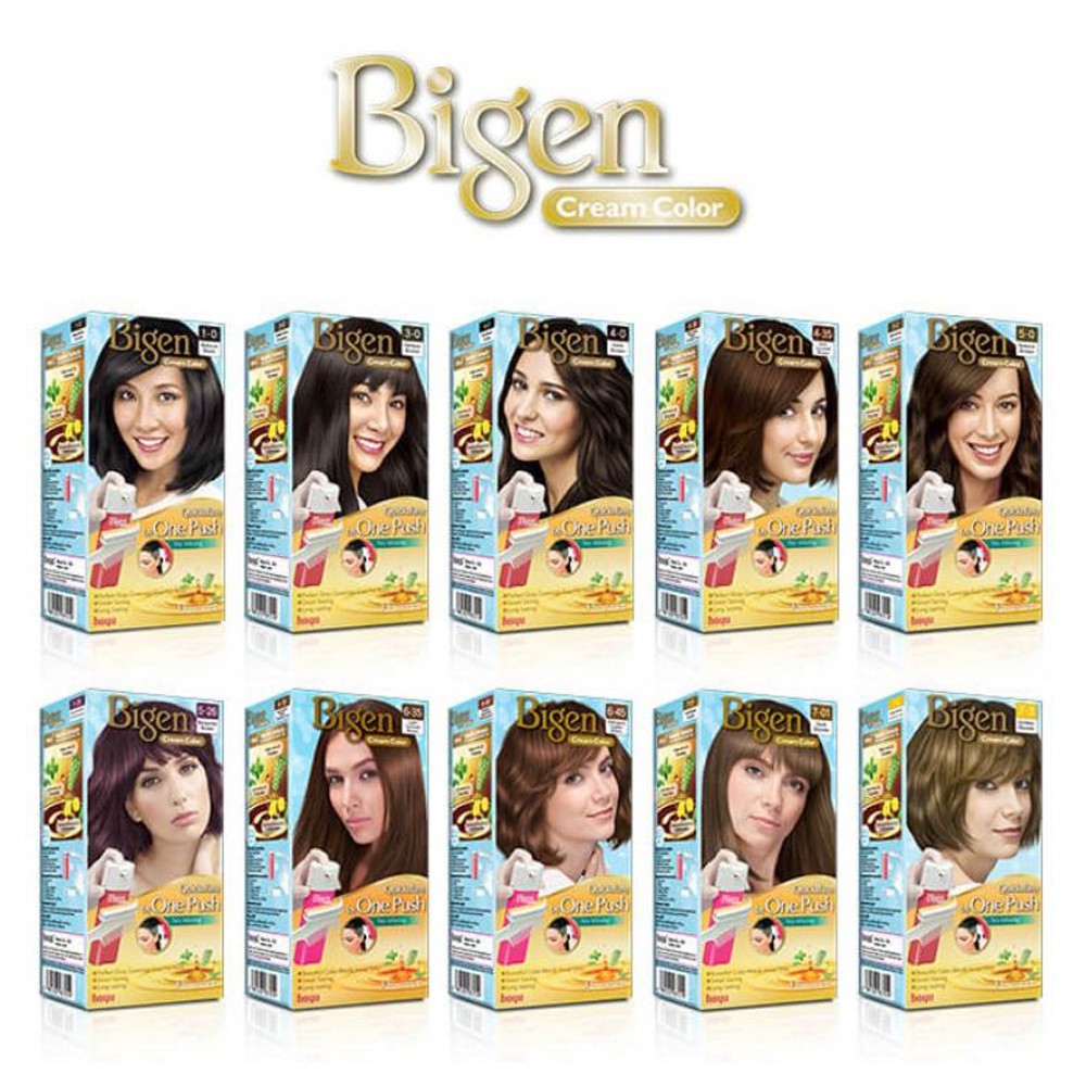 Bigen One Push Natural Hair Cream Color (1 Box) Gray Hair Cover ...