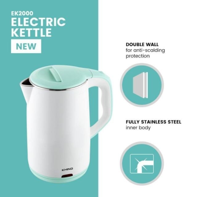 [Ready Stock] Khind Electric Kettle EK2000 2.0L Fully SUS304 Stainless ...