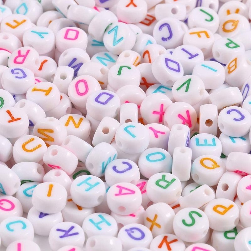Letter 100pcs Acrylic Letter Beads Colorful Round Flat 26 Single ...