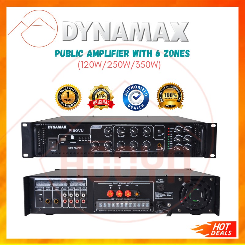 DYNAMAX P120VU/P250VU/P350VU Public Amplifier with 6 Zones READYSTOCK ...