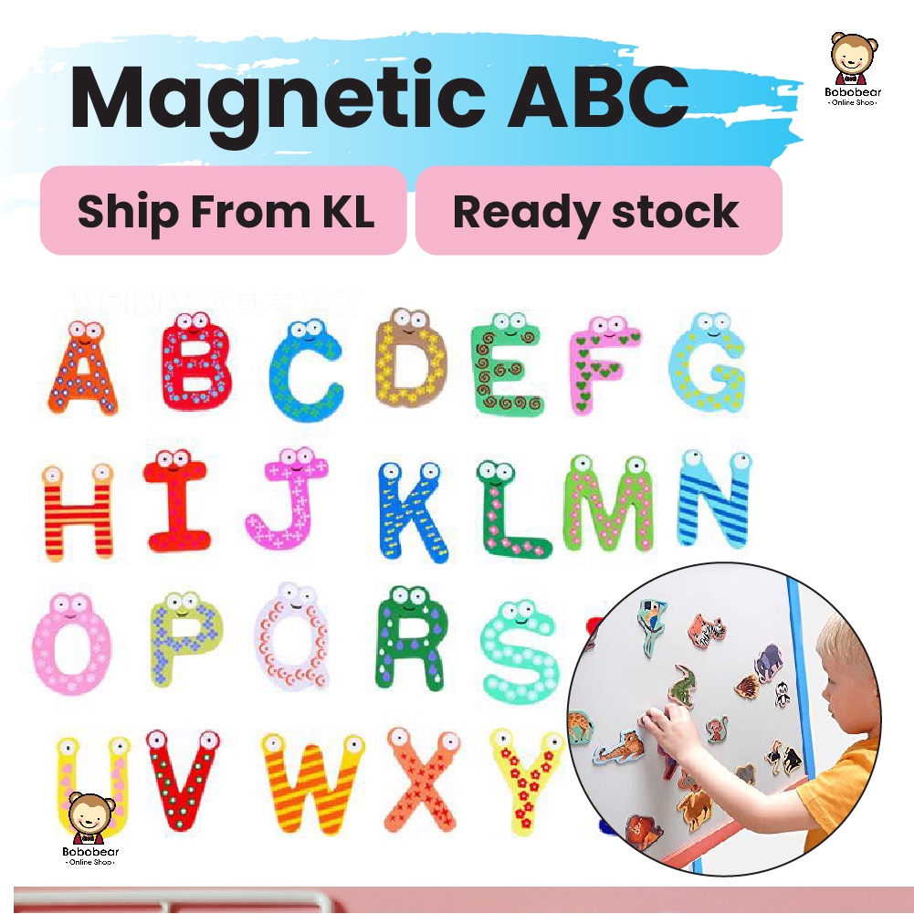 26 Letter Wooden ABC Magnetic ABC Kids Educational Toys Frigde Magnet ...