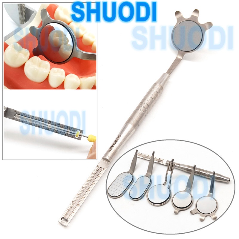 Dental Mouth Mirror Handel with ruler Front surface Oral Care Teeth ...