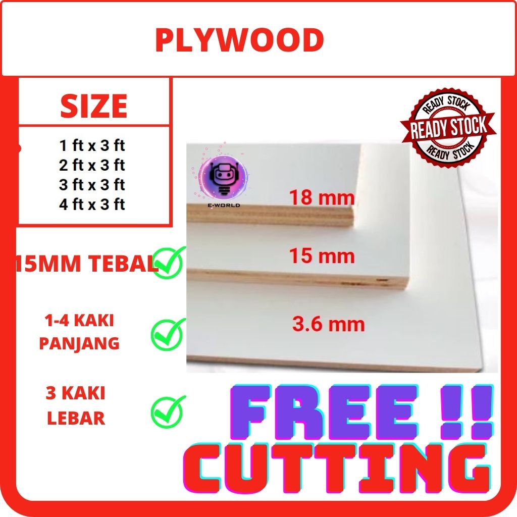 WHITE PLY WOOD- [15mm thickness ](1-4length x 3wide)ft Multipurpose ...