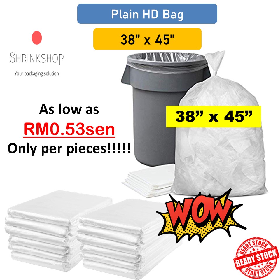 38" x 45" Plain Trash Bag garbage bag 50pcs/Packet ~ Extra Large Size ...