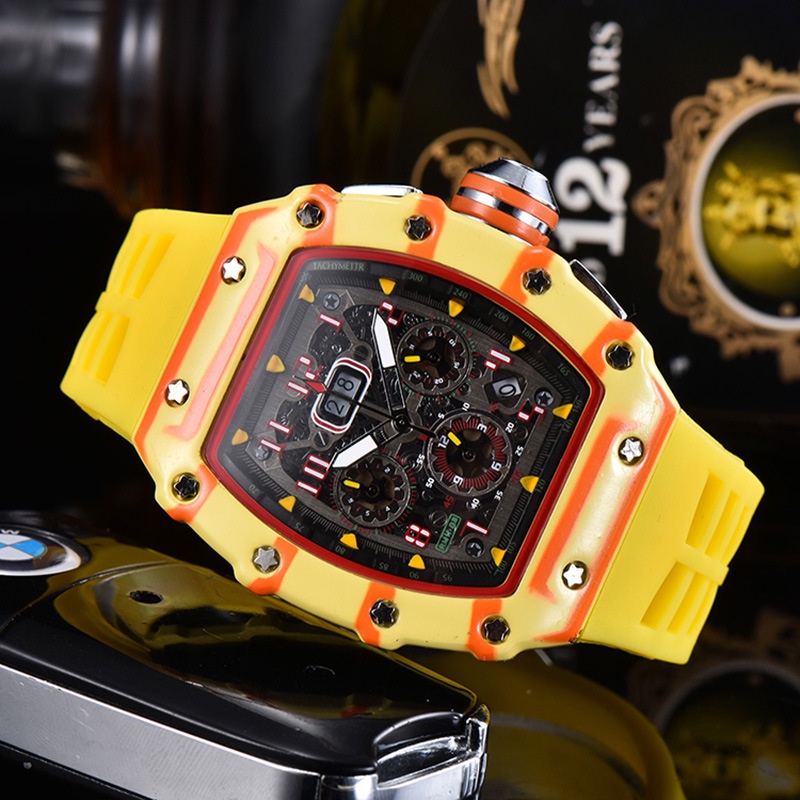 Hengbolong brand inter color hollow six needle wine barrel quartz watch ...