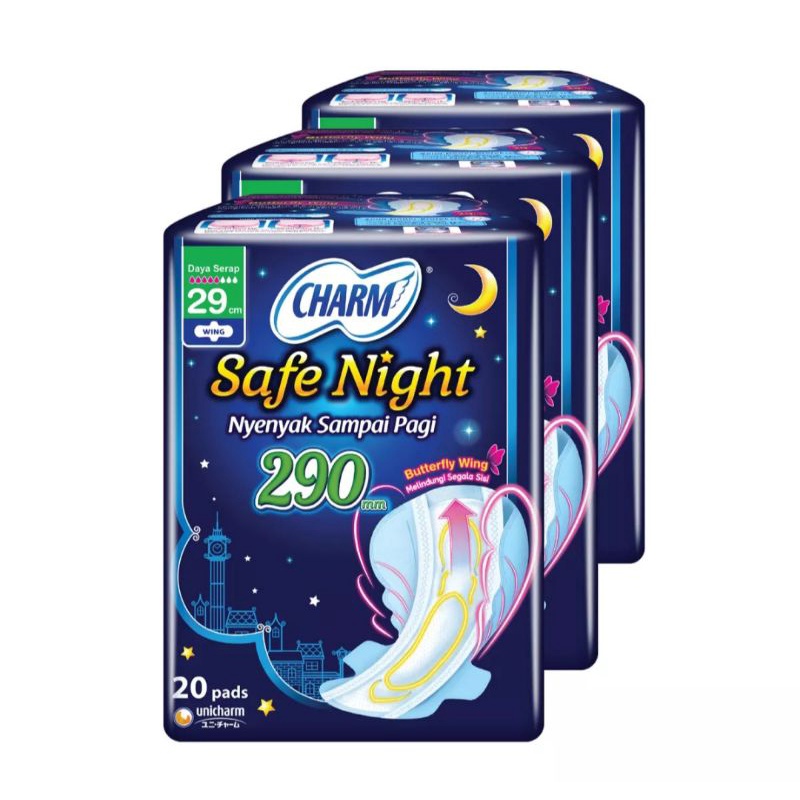 Charm Sanitary Pads Safe Night 29cm | Shopee Malaysia