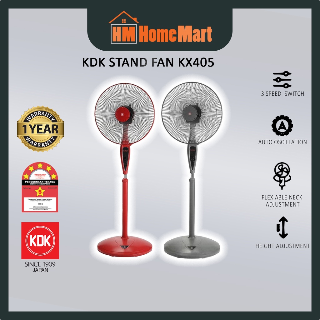 KDK Stand Fan KX-405 16" (Deep Red/Metal Grey) (1 Year Warranty ...