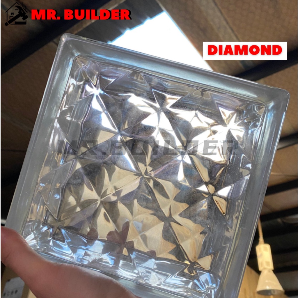 MR. BUILDER Glass Block 190mm x 190mm x 95mm Wall Block Blok Dinding ...