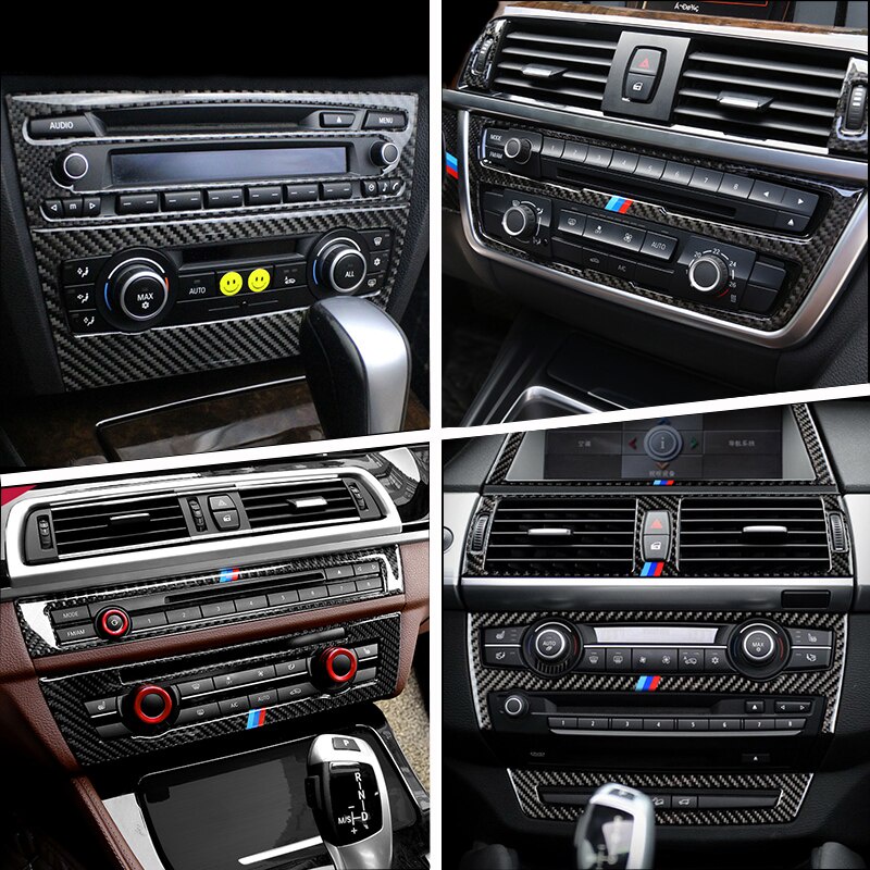 Carbon Fiber Car Air Conditioning CD Panel Cover Sticker For BMW X5 X6 ...