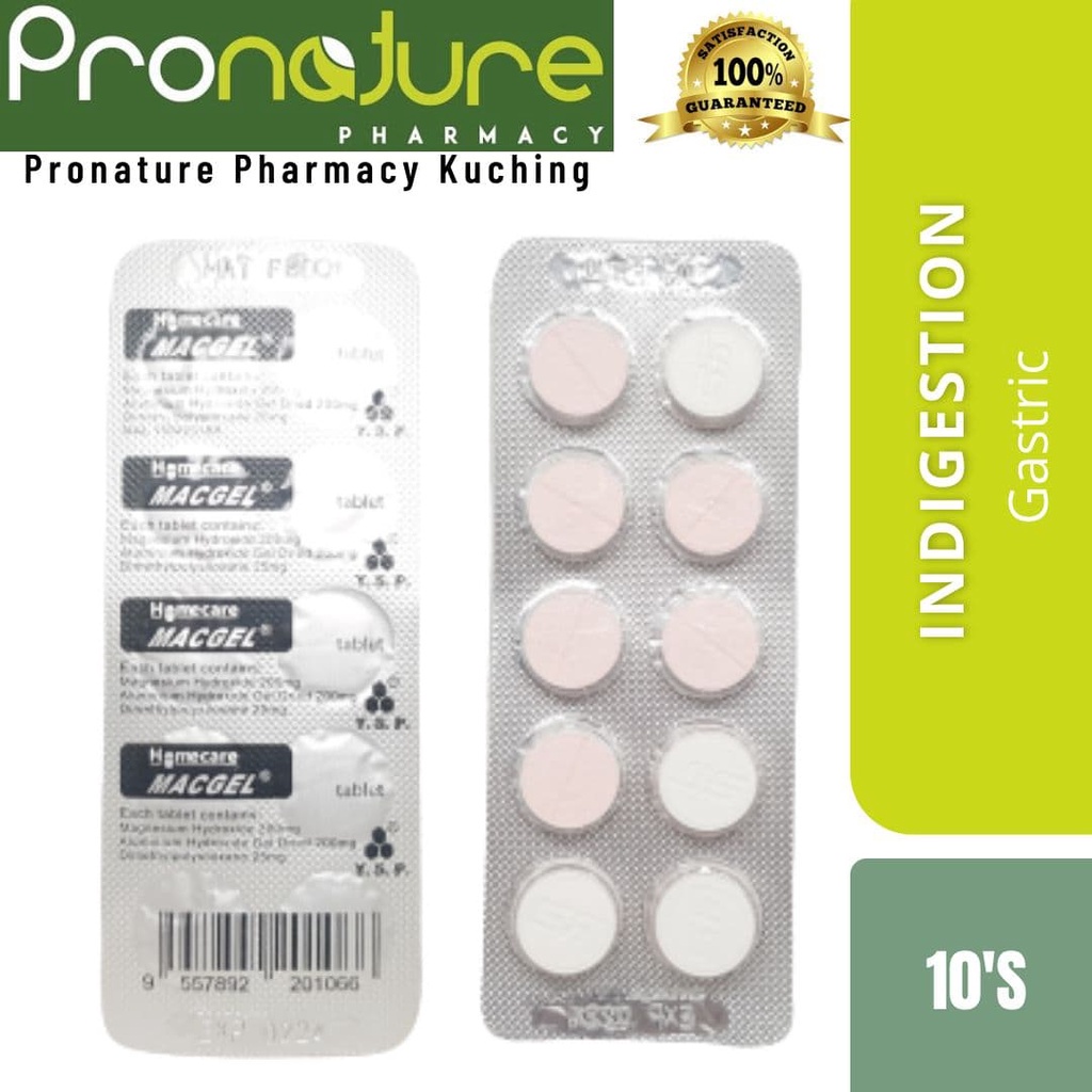 MACGEL CHEWABLE TABLET 10'S - (GASTRIK, ACID, REFLUX, WIND) | Shopee ...