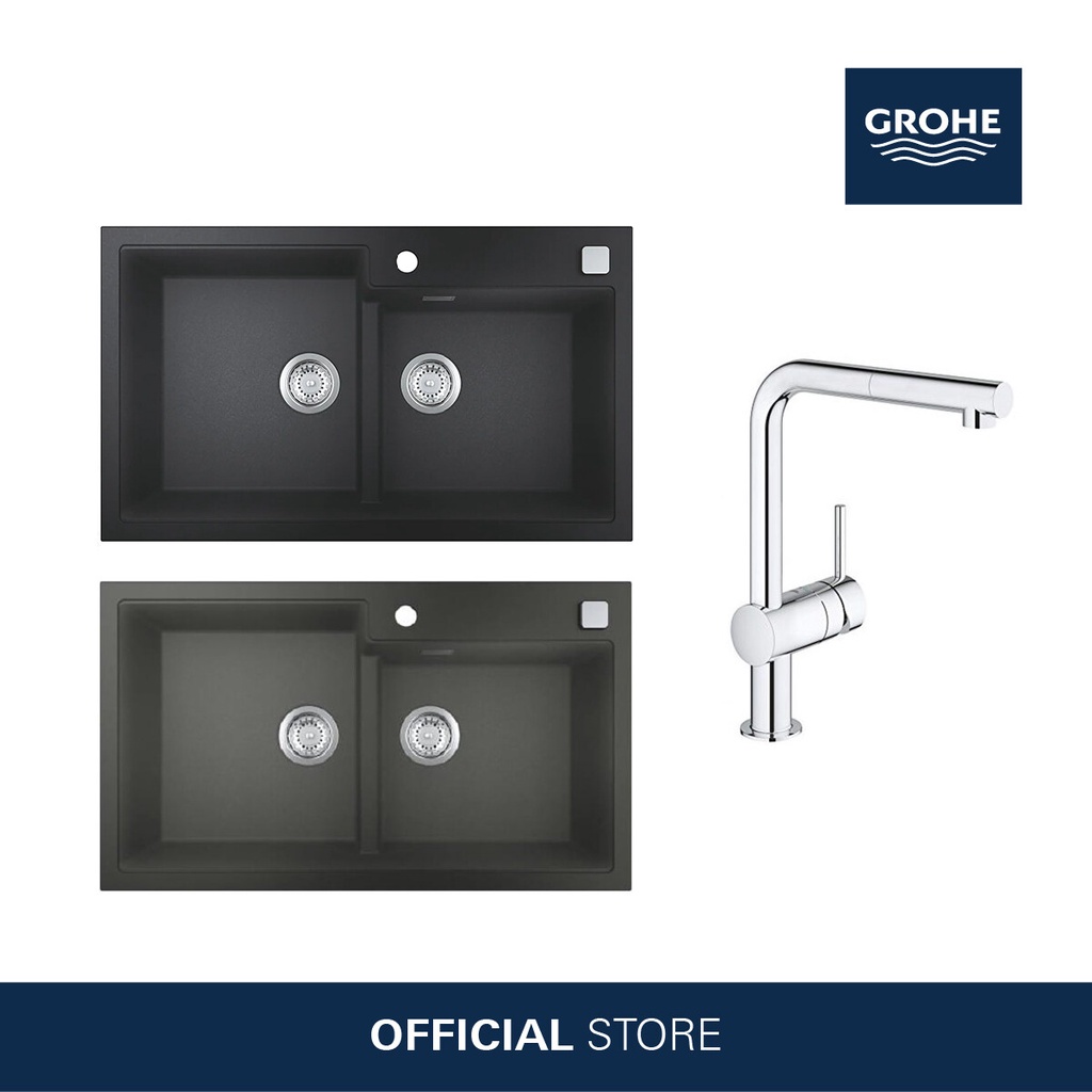 GROHE K500 Composite Sink 90-C86 (2 Colours) + GROHE Minta Single-lever ...