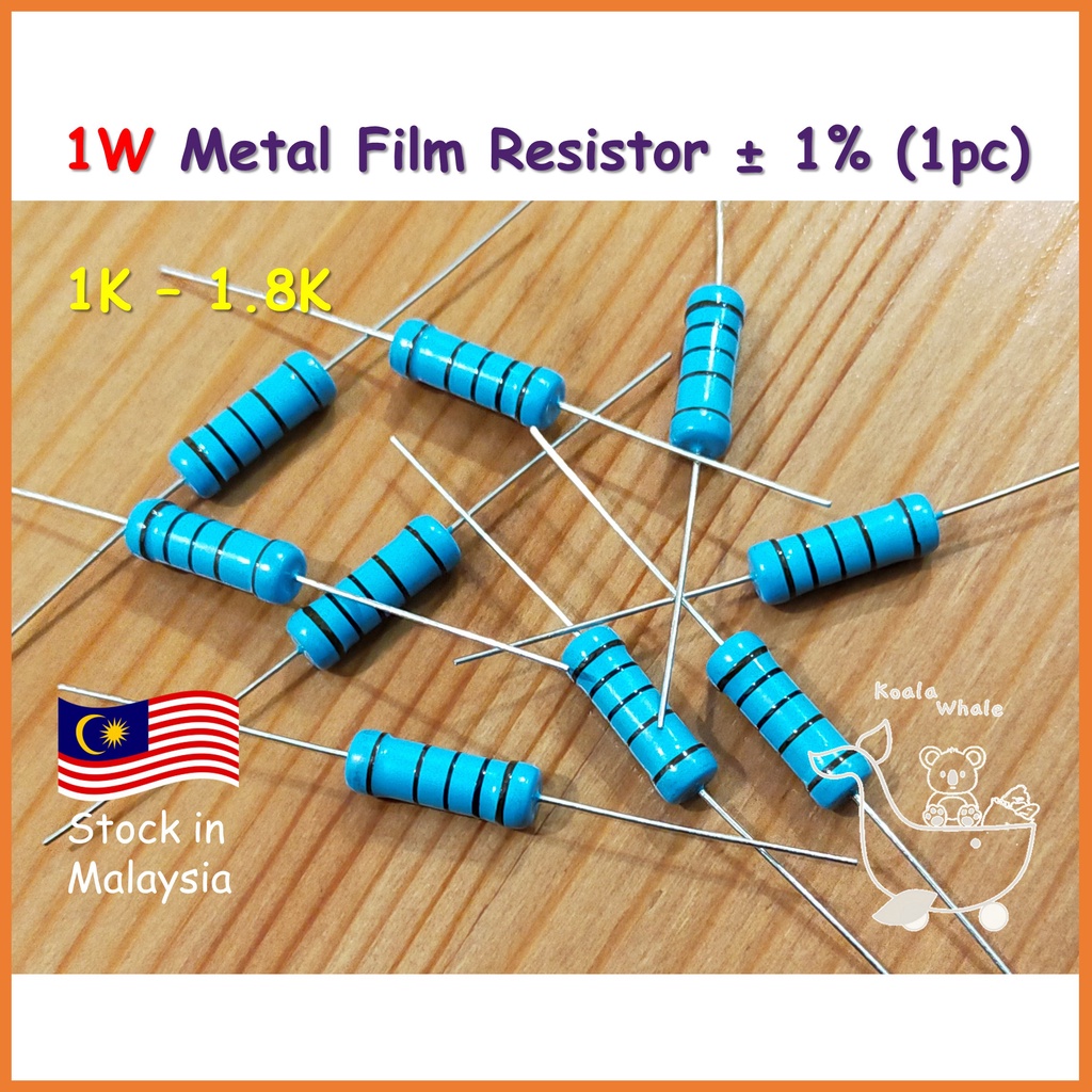 1W Metal Film Resistor 1% Perintang 1K 1.1K 1.2K 1.3K 1.5K 1.6K 1.8K ...