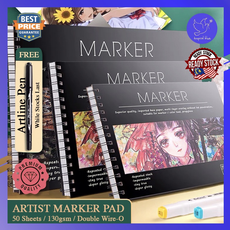 Tropical Blue Marker Pad 50 Sheets 130gsm A4 Superior Marker Pad ...