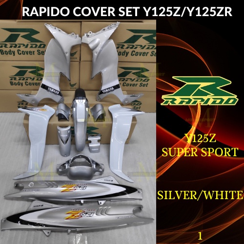 RAPIDO BODY COVER SET Y125Z/125Z SUPER SPORT (1) SILVER/WHITE (STICKER ...