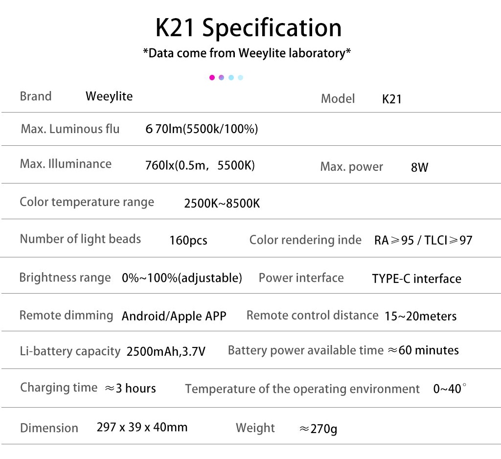 Weeylite K21 Full Color Handheld 2500K~8500K RGB LED Light Stick For Tik Tok /Video /Game ...