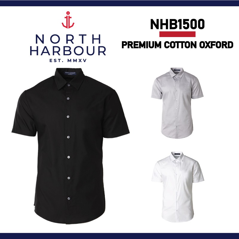NORTH HARBOUR Business Shirt Premium Oxford Short Sleeve - Black ...