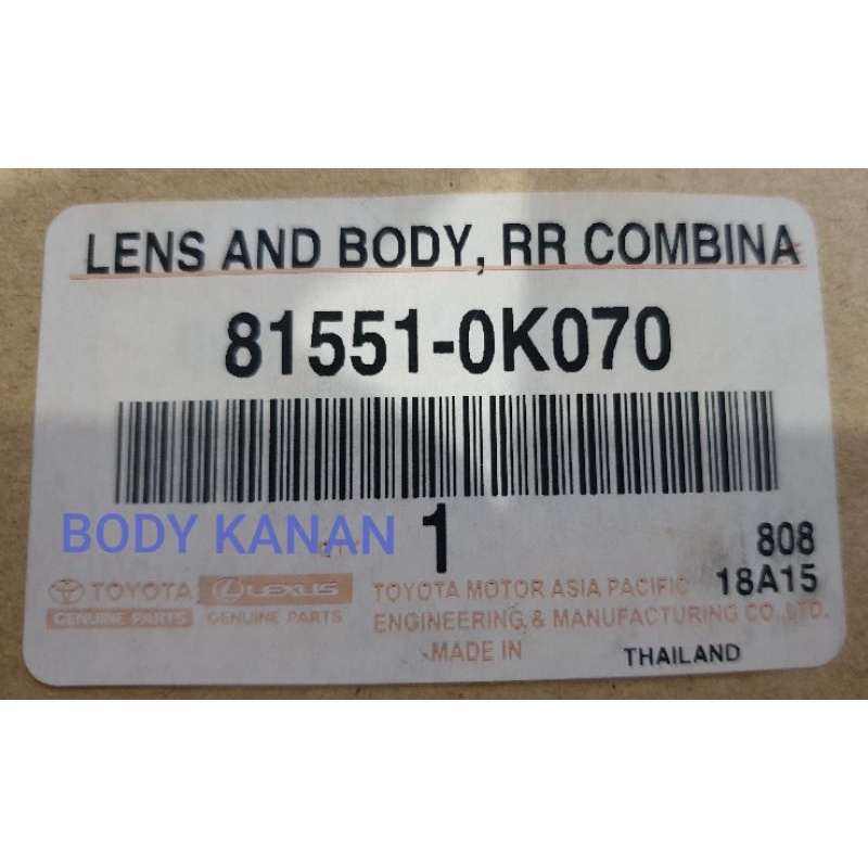 ORIGINAL TOYOTA FORTUNER KUN50,TGN51 2005Y-2008Y TAIL LAMP UNIT ...