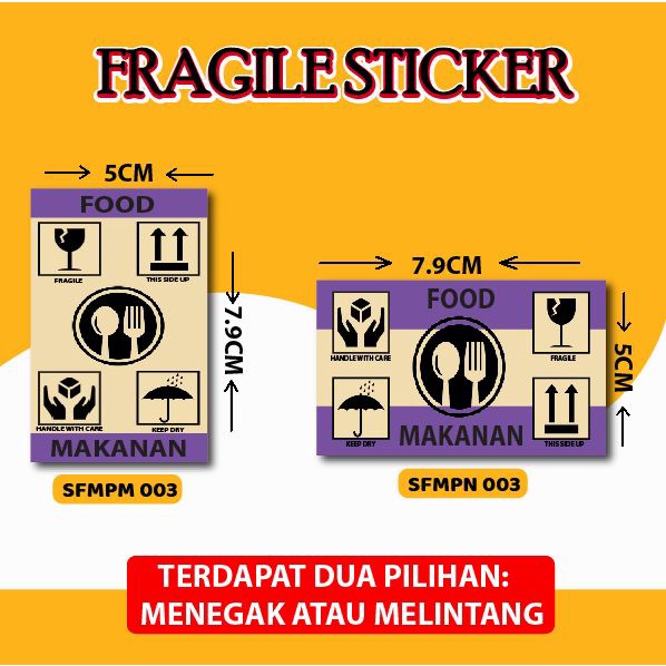 🔥READYSTOCK🔥 [BUY 10 + 2] STICKER FRAGILE MAKANAN PURPLE / PURPLE FOOD ...