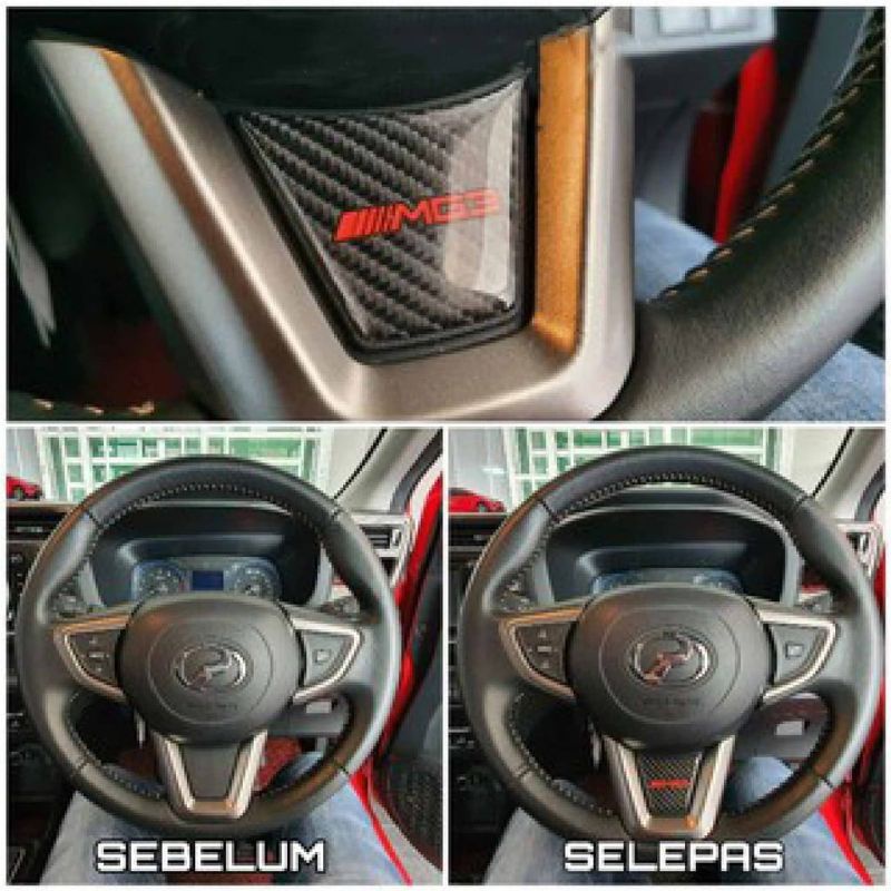 Steering Logo Sticker 0High Grade Carbon Fiber 3D Emblem Sticker Untuk ...