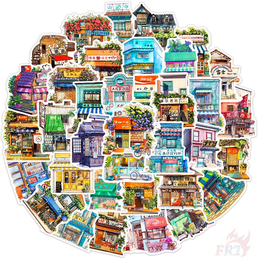 50Pcs/Set Japan Hokkaido Street Shop Series 01 Retro House Stickers ...