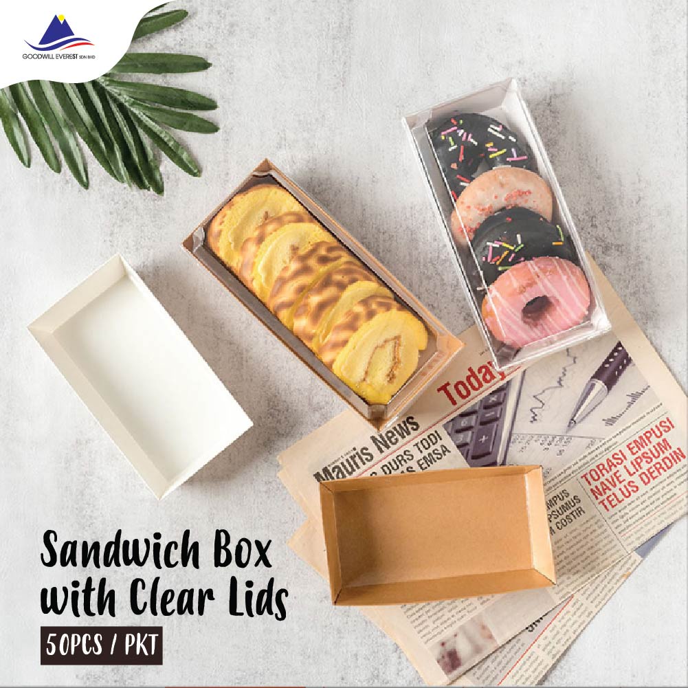 (50pcs) Rectangular Sandwich Box With Clear Lids for Swiss Roll Cake ...
